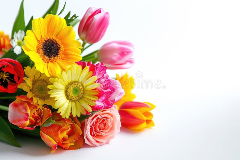 Small Vibrant Flower Bouquet with Empty Space on the Right Stock ...
