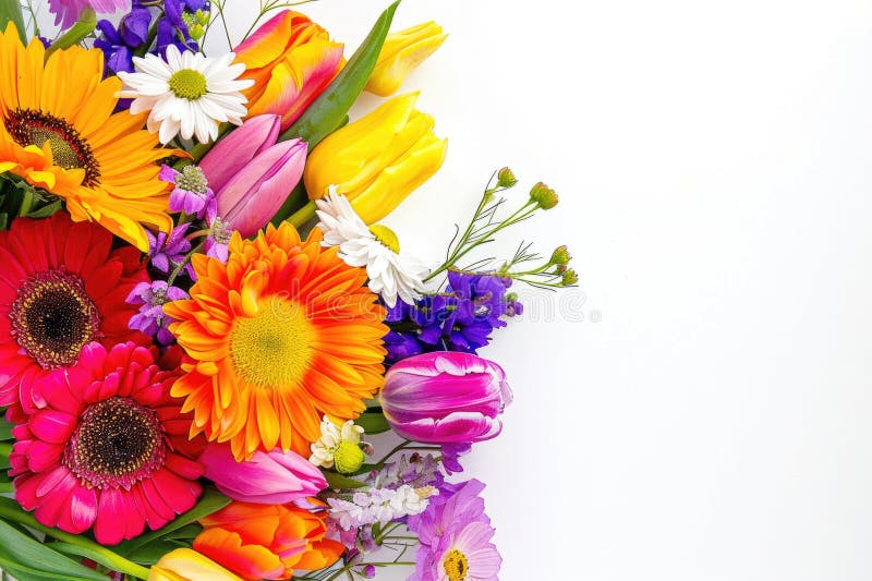 Small Vibrant Flower Bouquet with Empty Space on the Right Stock ...
