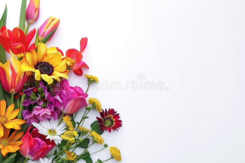 Small Vibrant Flower Bouquet with Empty Space on the Right Stock ...