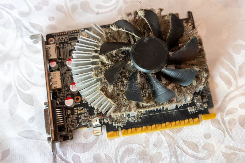 Small Video Card with Very Dusty Cooler Fan Stock Image - Image of ...