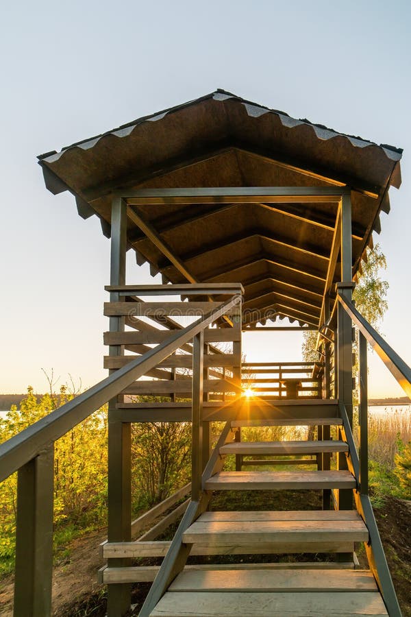 Small Viewpoint at the Lake on Sunrise in Spring Stock Image - Image of ...