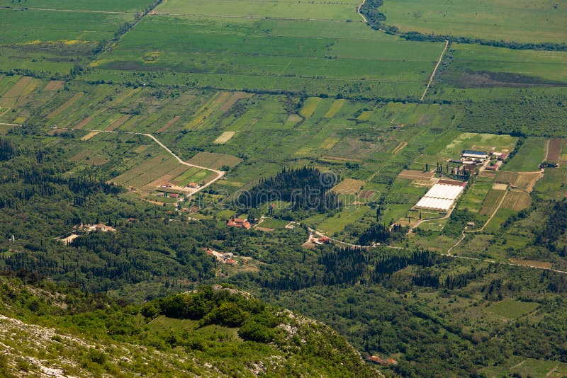 Small Village in the Balkan Mountains. Bird`s-eye View Stock Photo ...