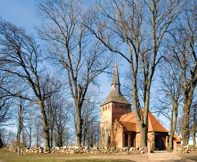 Small Village Church on Hill Stock Image - Image of path, hill: 2338555
