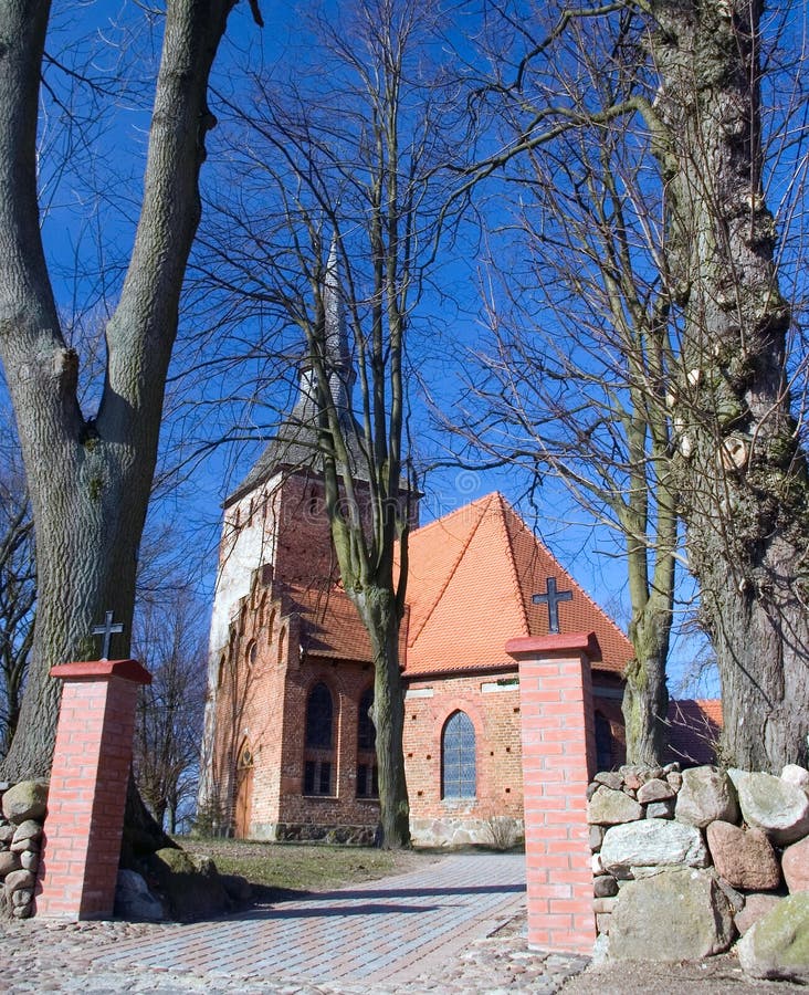 Small Village Church on Hill Stock Image - Image of path, hill: 2338555