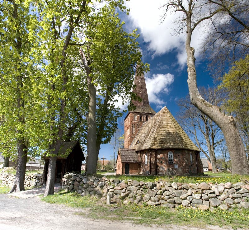 Small Village Church on Hill Stock Image - Image of path, hill: 2338555