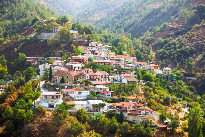 Small Village in Cyprus Mountain. Stock Image - Image of hills ...