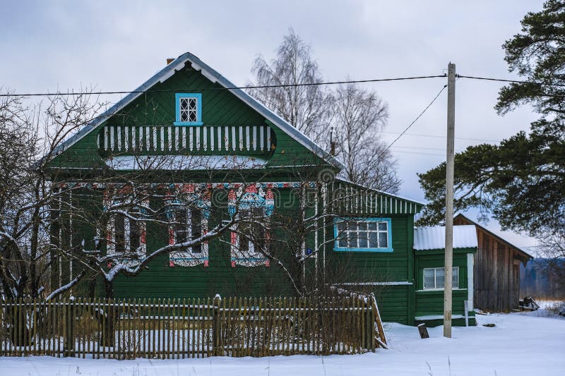 Small village house editorial stock photo. Image of cold - 169086378
