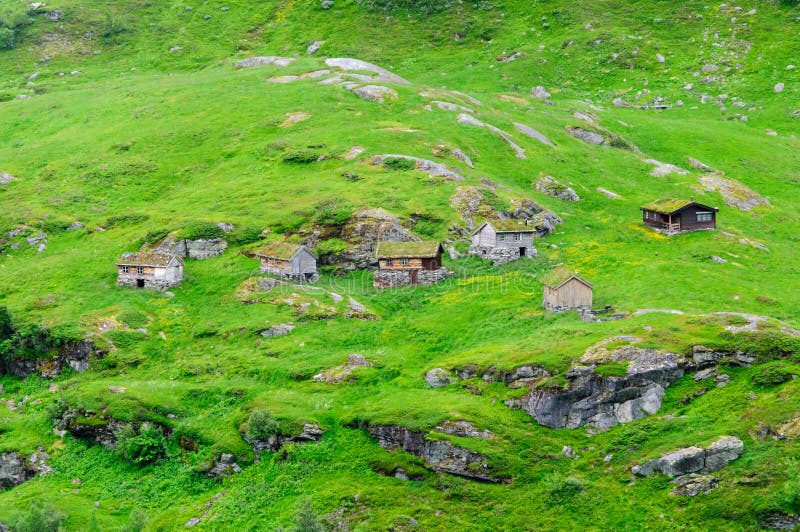 Small Village Houses at Green Valley Stock Photo - Image of nature ...