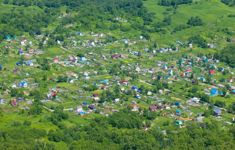 The Small Village at Summer. Bird Eye View Stock Image - Image of ...