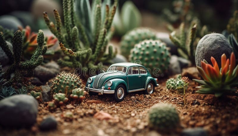 Small Vintage Car Speeds through Nature Adventure Generated by AI Stock ...