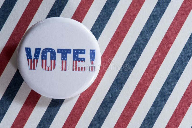 Small Vote Button on Red, White and Blue Stock Photo - Image of flag ...