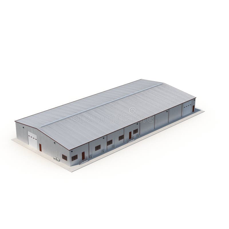 Small Warehouse Building on White. 3D Illustration Stock Illustration ...