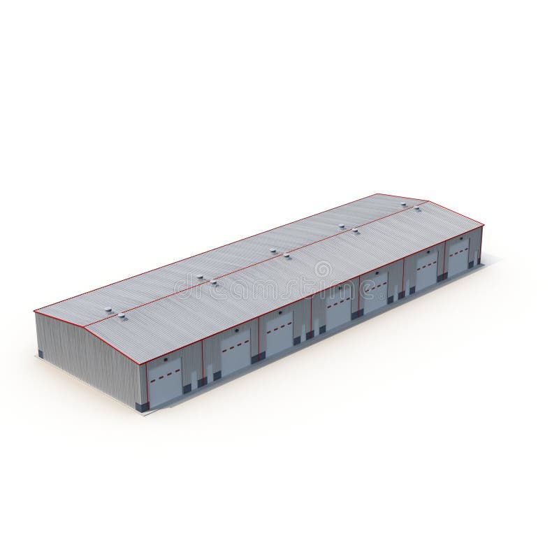 Small Warehouse Building on White. 3D Illustration Stock Illustration ...