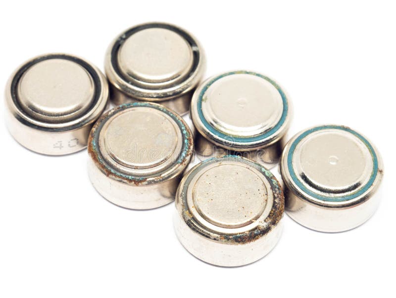Small Watch Rusty Batteries Isolated on White Background Stock Photo ...
