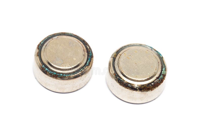 Small Watch Rusty Batteries Isolated on White Background Stock Image ...