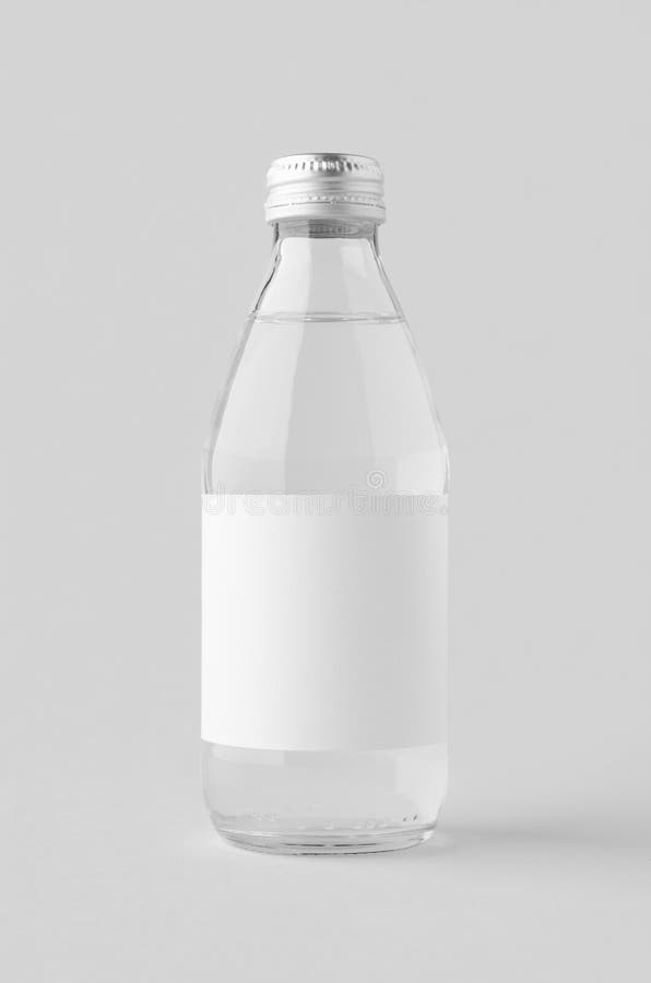Small Water Bottle Mockup with Blank Label. Clear Glass Stock Photo ...