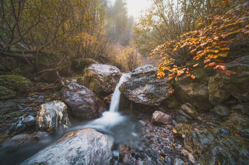 Small Water Course in the Mountains Stock Illustration - Illustration ...