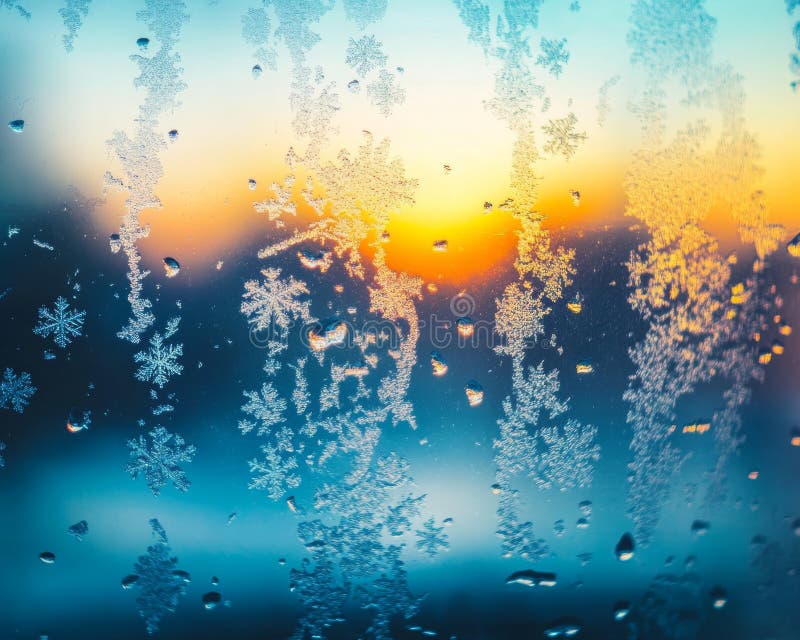 Small Water Droplets Creating Detailed Designs on a Frosted Window ...