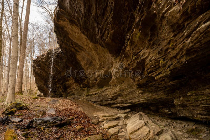 Small Water Fall Drops Over Trail in Mammoth Cave Stock Image - Image ...