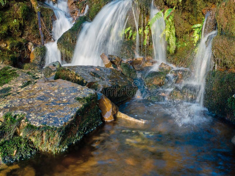 Small Water Wall and a Pool of Water. Beautiful Nature Landscape Scene ...