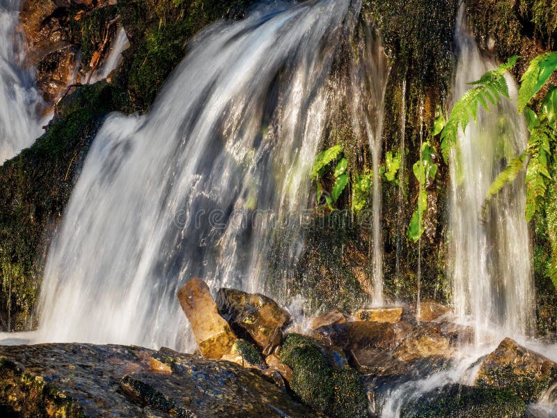 Small Water Wall and a Pool of Water. Beautiful Nature Landscape Scene ...