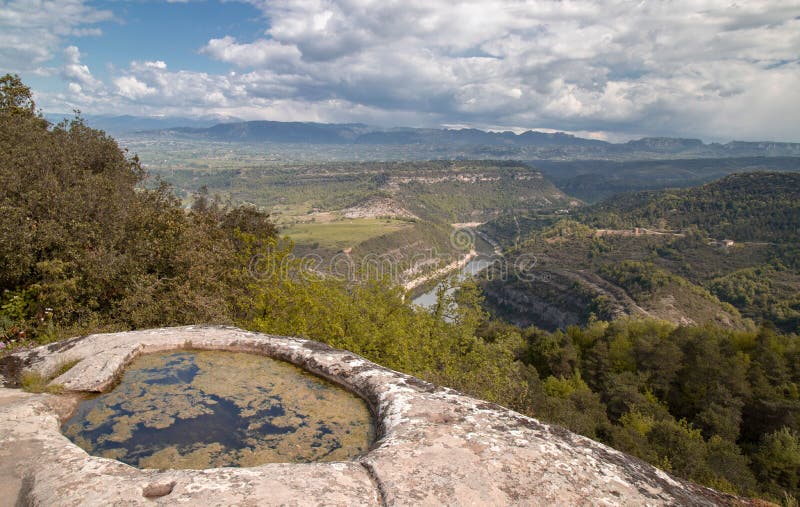Small Water Source on Top of a Hill and a River between Cliffs in ...