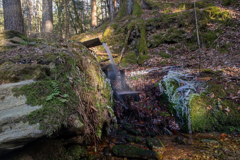 A Small Water Wheel in the European Forest Stock Image - Image of rocks ...