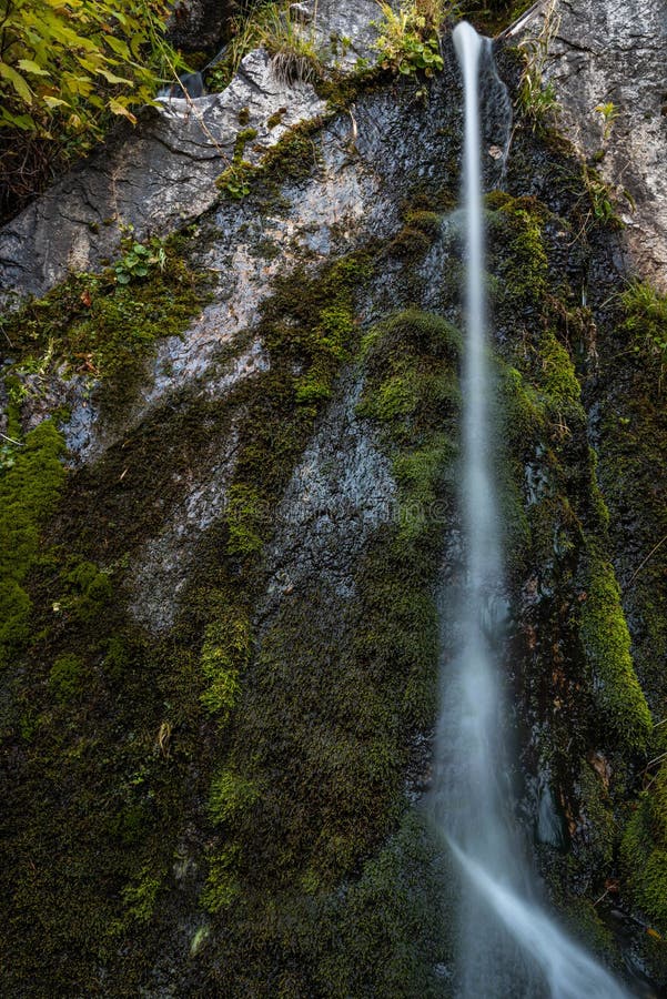 Small Waterfall Along the Mossy Rock Stock Photo - Image of flowing ...