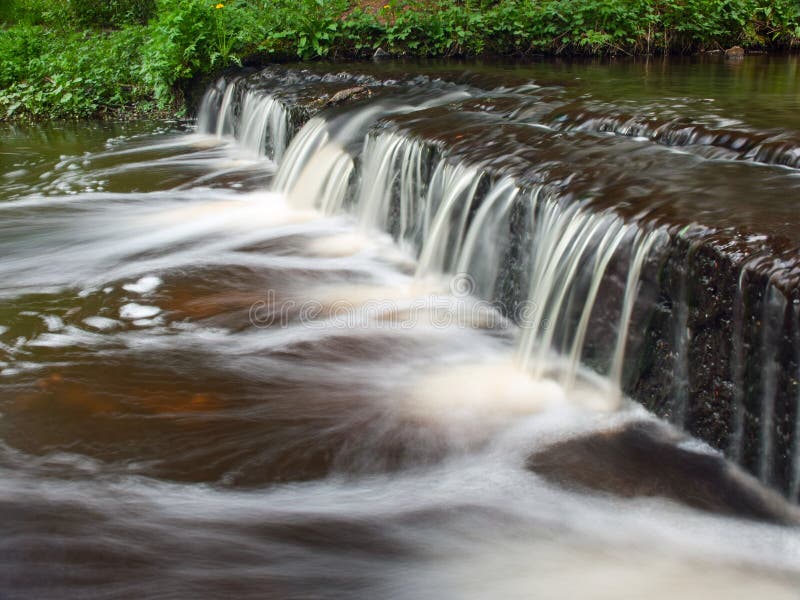 Small Waterfall Cascade on River with Motion Blur. Stock Photo - Image ...