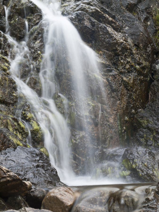 Small Waterfall Cascading Over Rock Long Exposure Stock Image - Image ...
