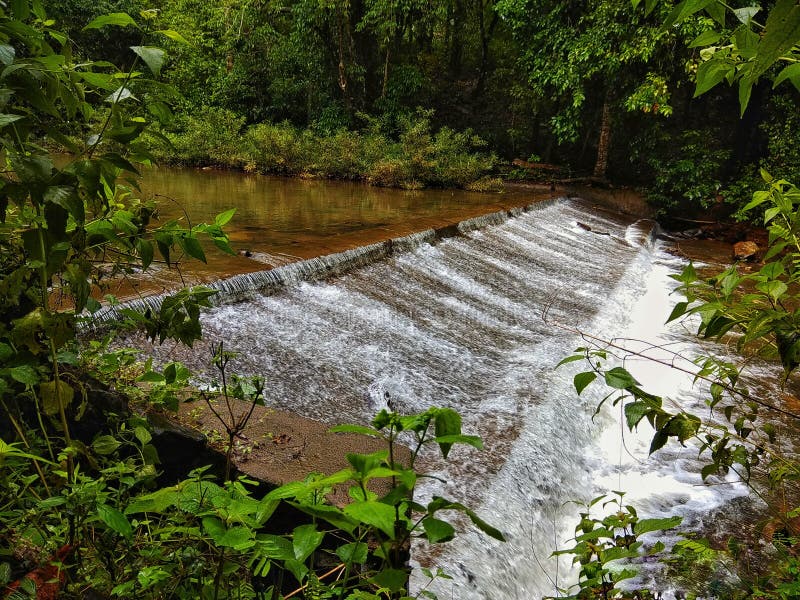 A Small Waterfall Near a Village. Stock Photo - Image of freshness ...