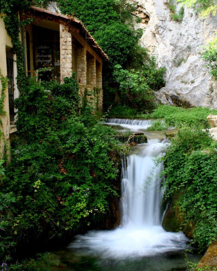 Waterfall in Provence South of France in Warm Autumn Light Stock Photo ...