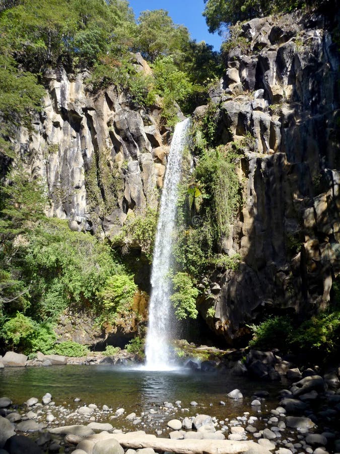 Small Waterfall Flowing of a Basalt Rock in a Deep Forest Stock Photo ...