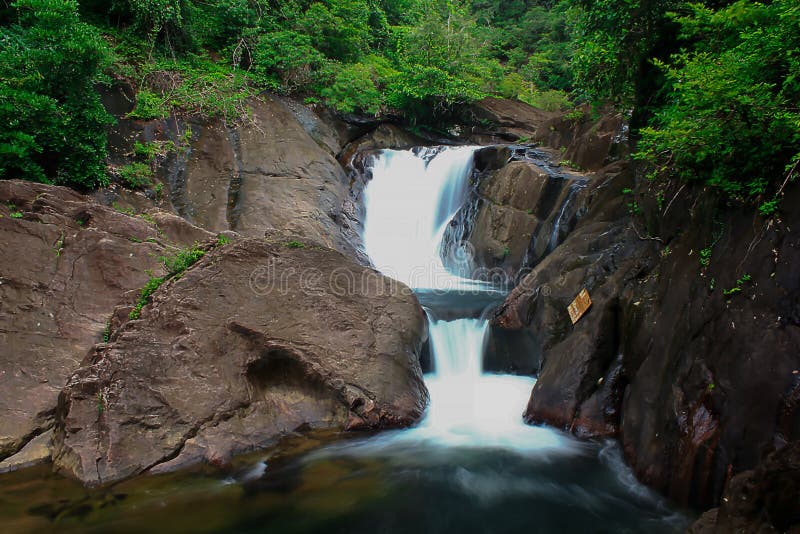 Small Waterfall Flowing Over Rocks in Nature. Stock Image - Image of ...