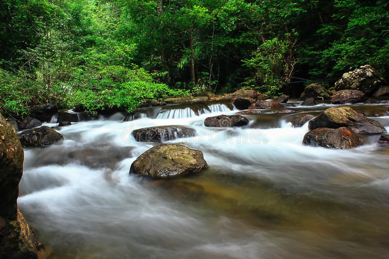 A Small Waterfall in Nature. Stock Photo - Image of green, clean: 119974938