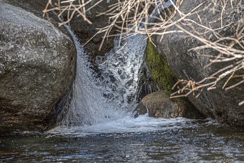 Small Waterfall Flowing into the River Stock Image - Image of natural ...