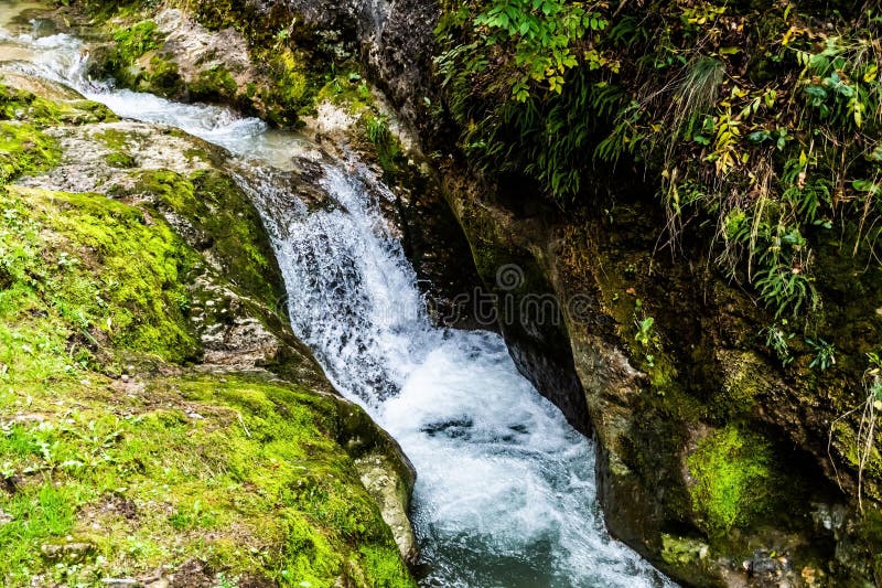 Small Waterfall with Flowing Water Stock Photo - Image of froth, creek ...