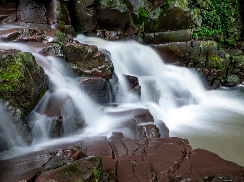 Small Waterfall in the Forest at Autumn Stock Image - Image of forest ...