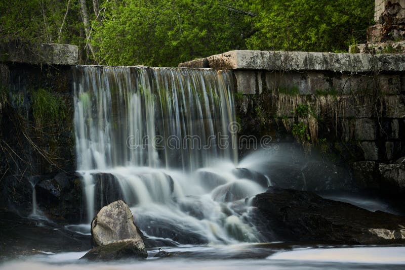 Small Waterfall in the Forest Stock Image - Image of water, outside ...