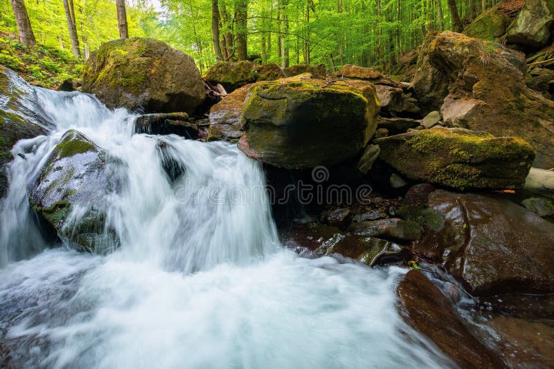 Small Waterfall on a Little Mountain Stream Stock Photo - Image of ...