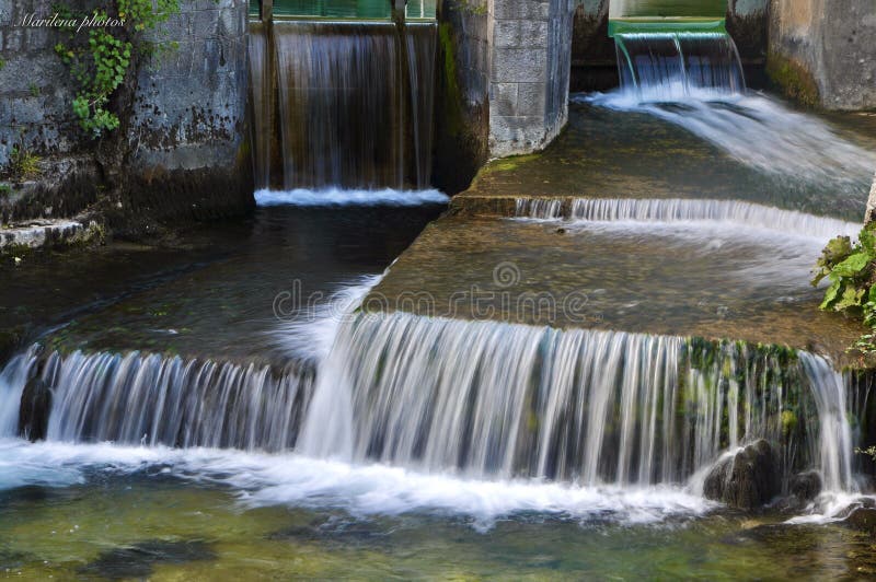 Small Waterfall in the Forest. Small Stream Waterfall on Spring Forest ...