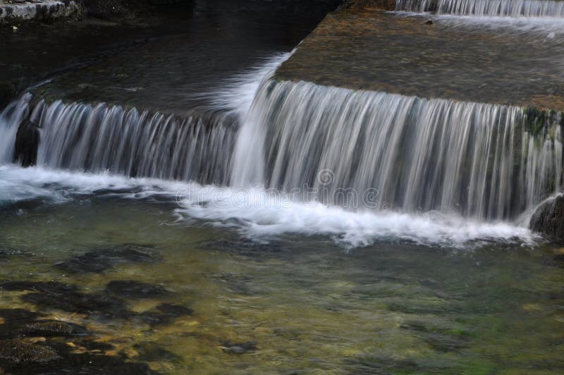 Small Waterfall in the Forest. Small Stream Waterfall on Spring Forest ...