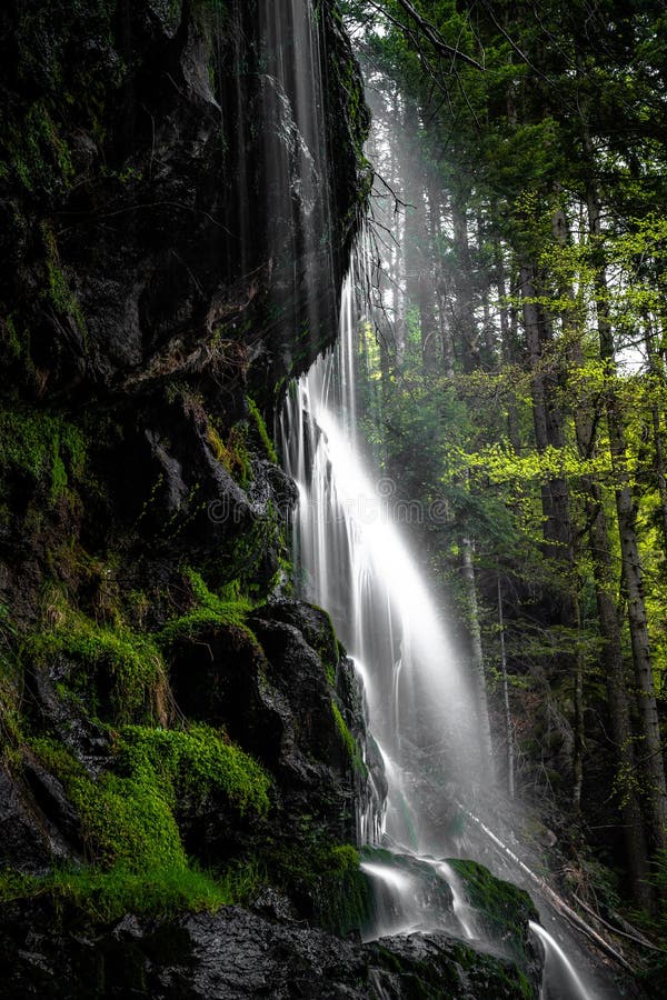 A Small Waterfall in an Hidden Place in Black Forrest Stock Photo ...