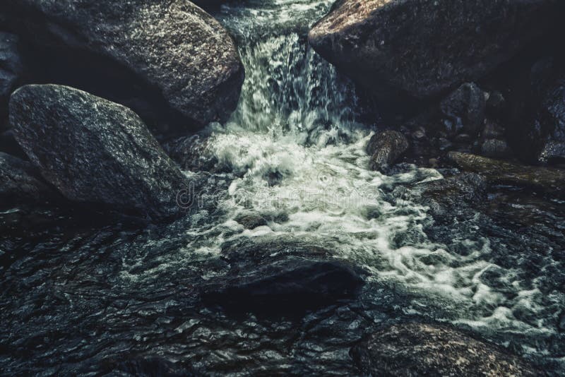 Small Waterfall Landscape Running Flow Water Over the Rock Stock Image ...