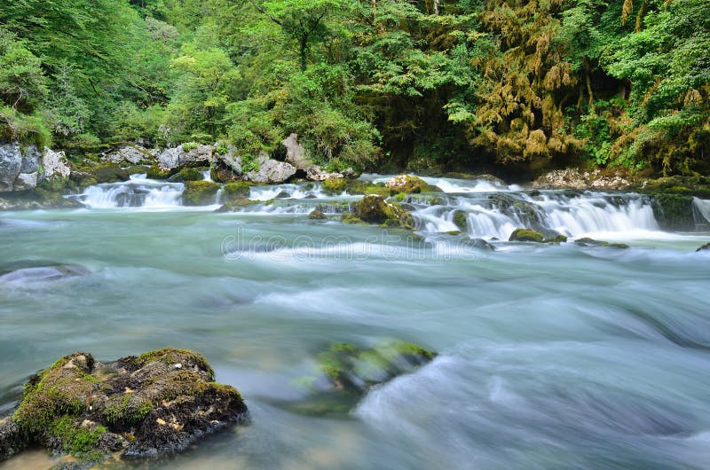 Small Waterfall on the Mountain River Stock Photo - Image of mountains ...