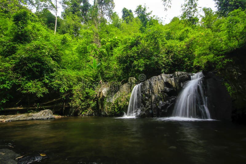 A Small Waterfall in Nature. Stock Image - Image of leaf, landscape ...