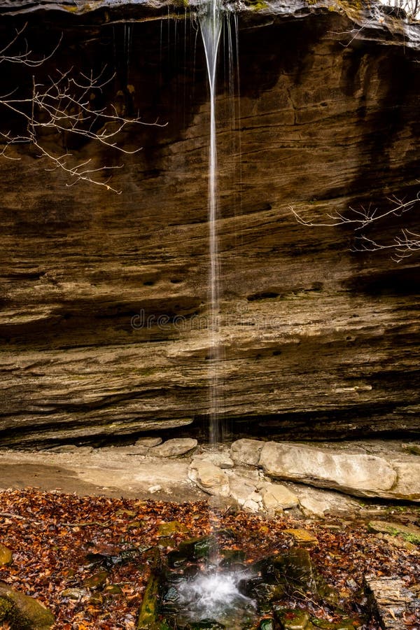 Small Waterfall Pours Over Rock Cliff in Mammoth Cave Stock Photo ...