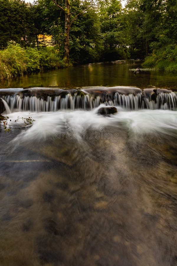 Small Waterfall on Small River in Golden Mountains Stock Image - Image ...
