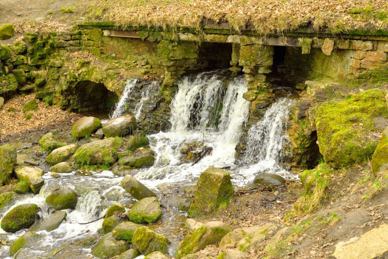 Small waterfall on river. stock photo. Image of spray - 70796862