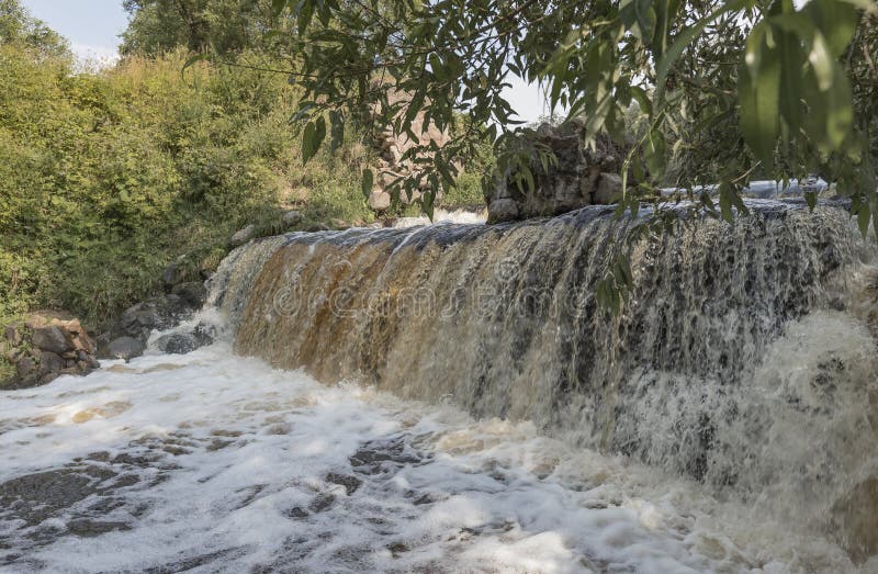 Small Waterfall of River. Water Fall with Stones, Rocks and Water ...